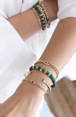 Zoe Chicco Malachite Beaded Bracelet