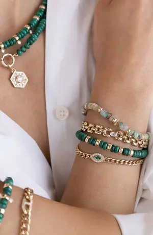Zoe Chicco Malachite Beaded Bracelet
