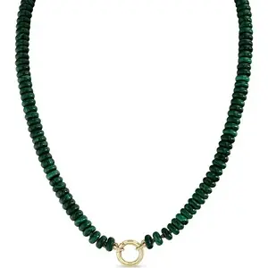 Zoe Chicco Beaded Malachite Pendant Necklace - 14k Yellow Gold