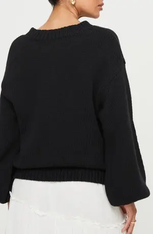 Princess Polly Harmony Balloon Sleeve Sweater - Black