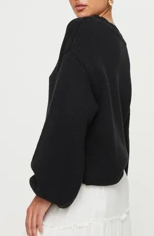 Princess Polly Harmony Balloon Sleeve Sweater - Black