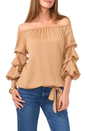 Vince Camuto Vince Camuto Off-The-Shoulder Blouse Camel