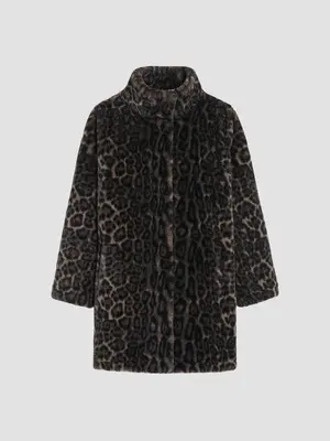 Apparis Blair Leopard Faux Fur Coat - Dark Leopard