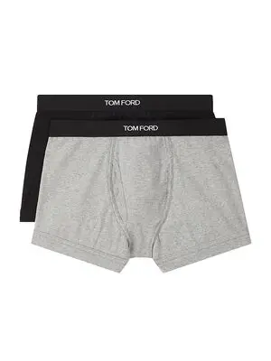 TOM FORD Cotton Boxer Briefs 2-pack Black Grey