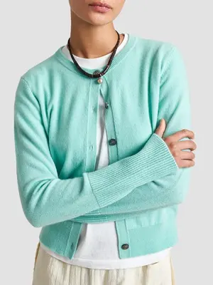 LA LIGNE Cashmere Cardigan Aqua