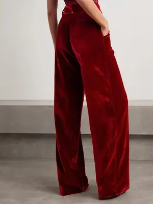 SERGIO HUDSON Pleated Velvet Wide-leg Pants