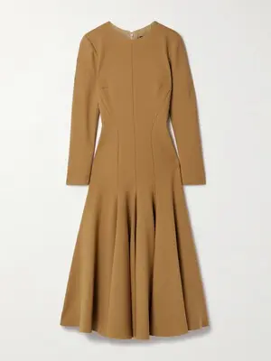 SERGIO HUDSON Paneled Pleated Woven Midi Dress