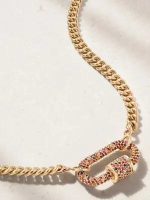 MARLA AARON Allstone Lock 14-karat Sapphire Necklace