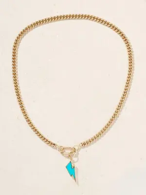 MARLA AARON Babylock Lightning Bolt 14-karat Turquoise Necklace - Gold