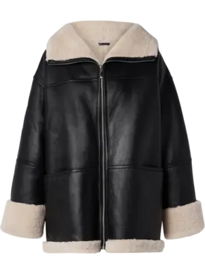 TOTEME Two-tone Shearling Jacket - Black
