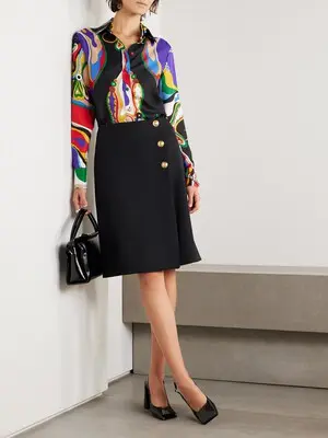 Emilio Pucci Embellished Cady Midi Wrap Skirt