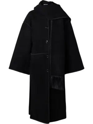 TOTEME Draped Fringed Wool-blend Bouclé Coat