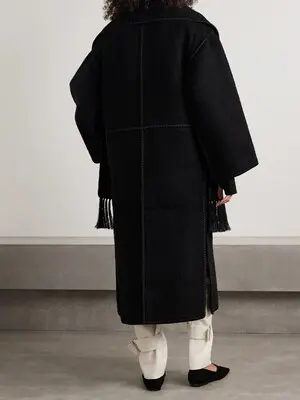 TOTEME Draped Fringed Wool-blend Bouclé Coat