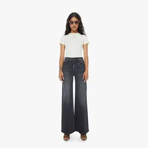 MOTHER Petites The Lil Hustler Roller Sneak Jeans - Black