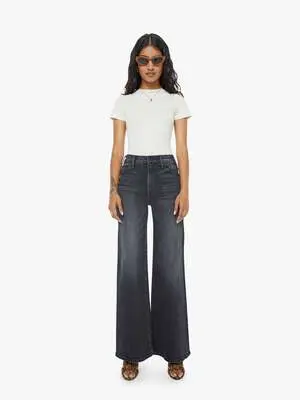 MOTHER Petites The Lil Hustler Roller Sneak Jeans - Black