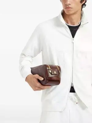 Brunello Cucinelli Double Zip Wash Bag - Brown