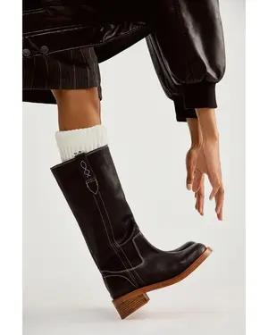 Free People Blaze Block Heel Boots - Vintage Tan Leather