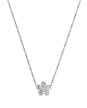 Bloomingdale'S Diamond Flower Pendant Necklace 0.28 Tcw - White