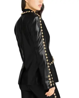 Cinq À Sept Studded Faux Leather Milly Jacket - Black/gold