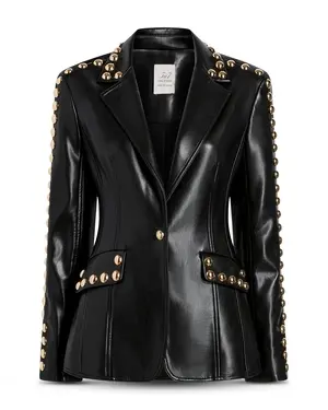 Cinq À Sept Studded Faux Leather Milly Jacket - Black/gold