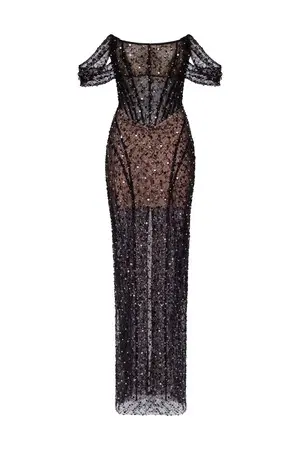 MILLA Sequin Embellished Fitted Maxi Dress
