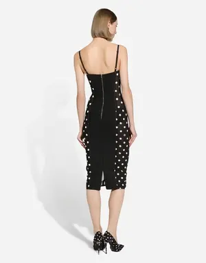 Dolce & Gabbana Marquisette Sheath Dress With Polka-dot And Corset Details - Print