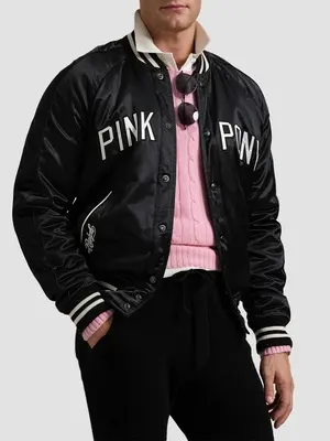 Polo Ralph Lauren Pink Pony Takihyo Satin Baseball Jacket - Polo Black