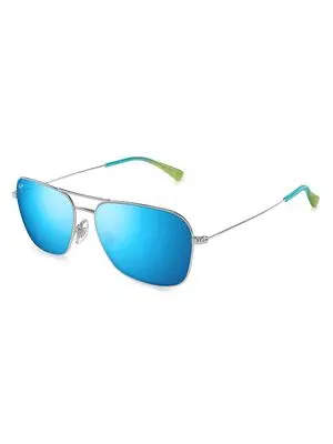 Maui Jim Elua Naauao 58mm Aviator Sunglasses Blue Green Silver