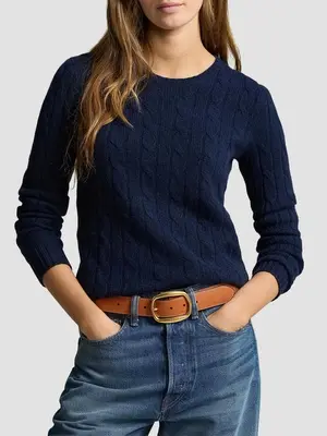 Polo Ralph Lauren Cashmere Cable-knit Crewneck Sweater - Hunter Navy