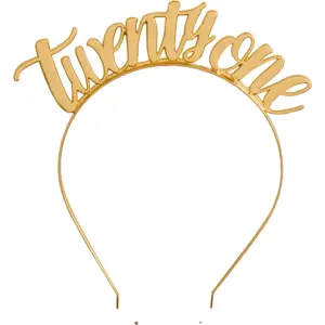JOLLITY & CO Jollity & Co Milestone Events Metal Headband Gold Twenty One