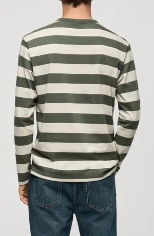 Mango Stripe Long Sleeve Cotton T-shirt