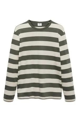 Mango Stripe Long Sleeve Cotton T-shirt