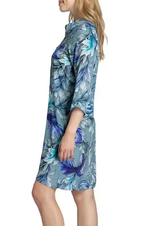 APNY Cupro Blend Shirtdress - Blue Multi