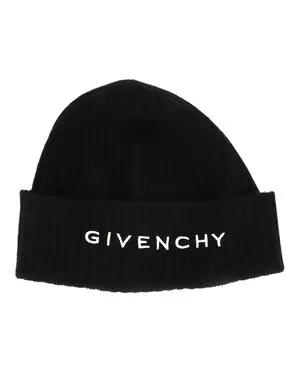 Givenchy Ribbed Embroidered Logo Beanie - Black/white
