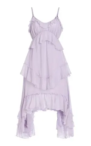 RODARTE Ruffled Silk-chiffon Midi Dress