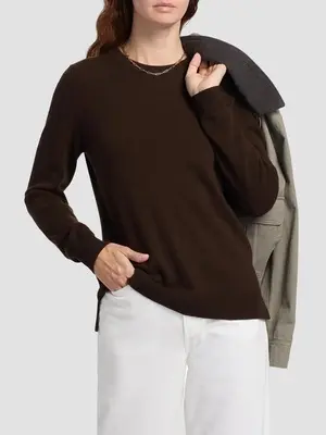 SAKS FIFTH AVENUE Cashmere Crewneck Sweater - Midnight Brown