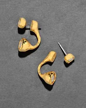 Alexis Bittar Asterales Molten Front Back Earrings - Gold