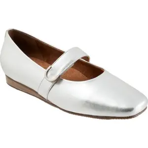 Softwalk Valdivia Mary Jane Flat - Silver