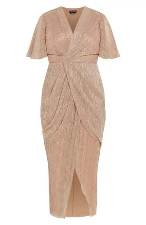 City Chic Lily Metallic Ruched Dress