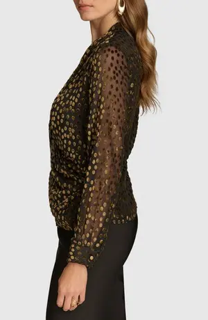 Donna Karan New York Burnout Velvet Dot Top