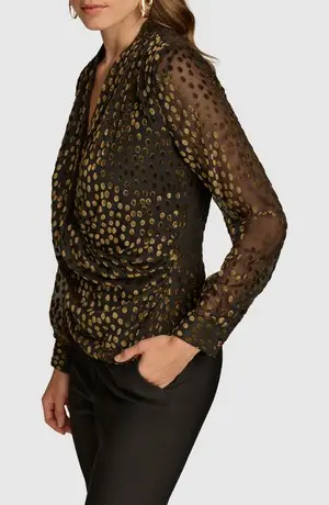 Donna Karan New York Burnout Velvet Dot Top