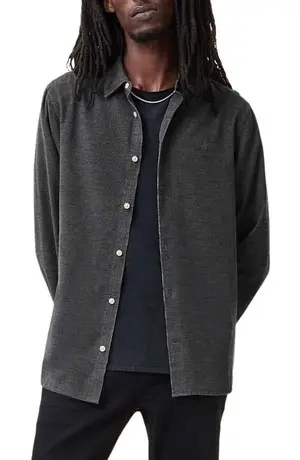 ALLSAINTS Lorella Rib Cotton Button-up Shirt Asher Grey
