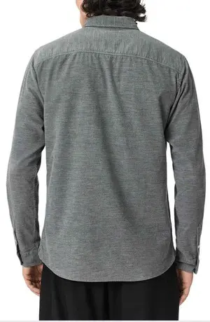 ALLSAINTS Lorella Rib Cotton Button-up Shirt - Light Grey