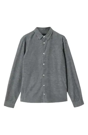 ALLSAINTS Lorella Rib Cotton Button-up Shirt - Light Grey