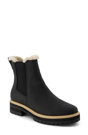 Toms Bennet Chelsea Boot - Black Leather/ Faux Fur