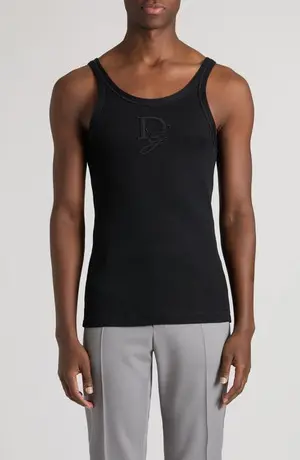 Dolce & Gabbana Logo Cotton Rib Tank Top - N0000 Nero