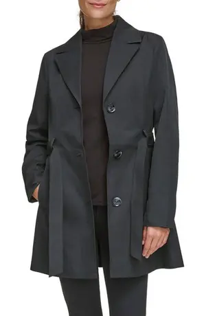 KENNETH COLE Belted Water-resistant Trench Coat - Black