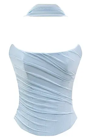 House Of Cb Hallie Corset Mesh Halter Top - Skyride
