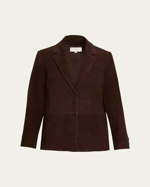 Vince Single-breasted Suede Blazer - Choc