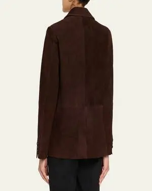 Vince Single-breasted Suede Blazer - Choc